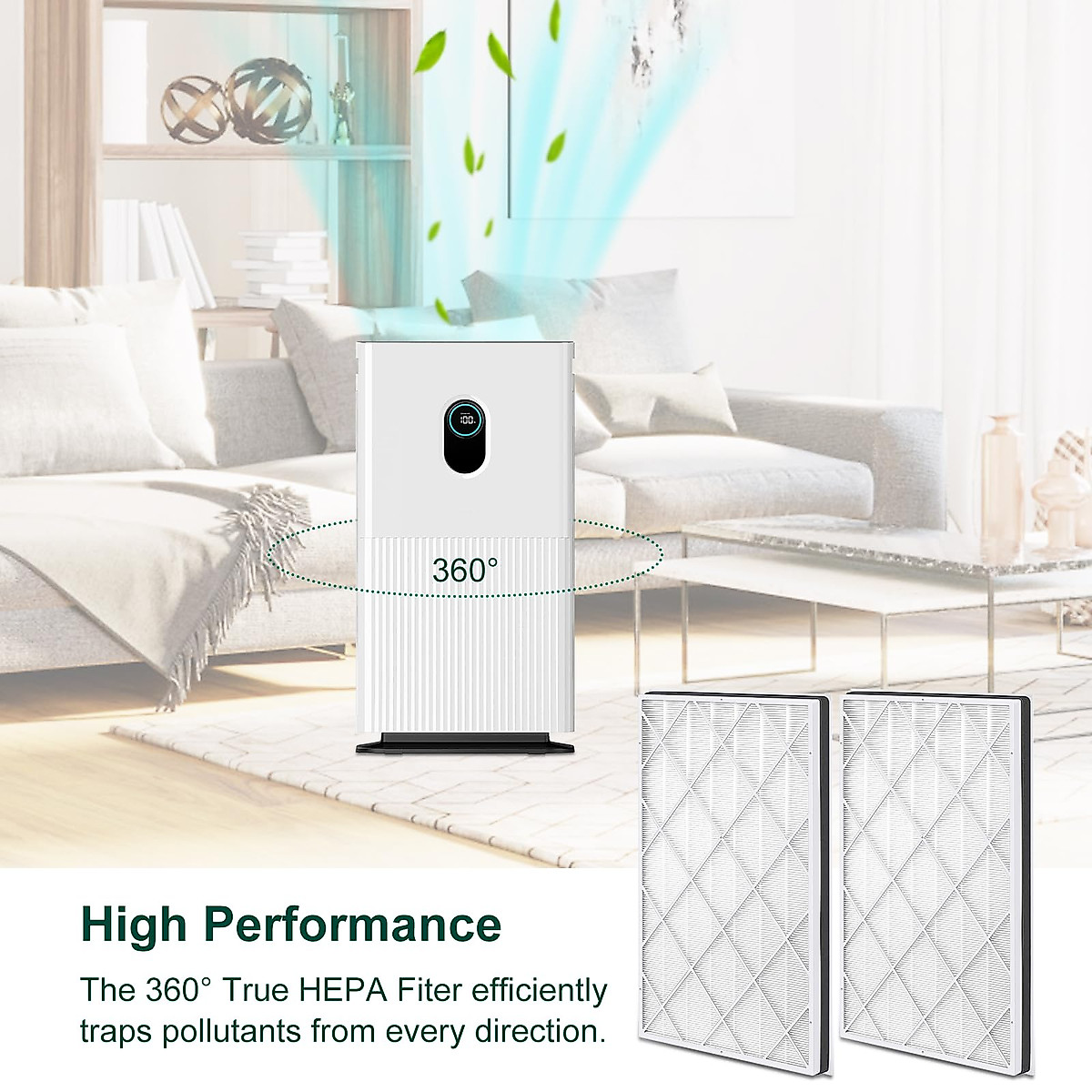 NXBHG HE601 HEPA Replacement Filter for Shark HE6FKPET HE601 HE602 6 Fan Air Purifier, H13 3-in-1 Filter System - Absorbs 99.97% Particulates, Part # HE6FKPET, HE6FKBAS, HE6FKPRO, 2 Pack
