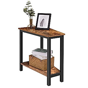 HOOBRO Wedge End Table, Recliner Wedge Side Table, Between Sofa, Chair, Wood Look Accent Table with Extra Bottom Shelf for Small Space, Condo, Apartment, Dormitory, Living Room, Rustic Brown BF64BZ01
