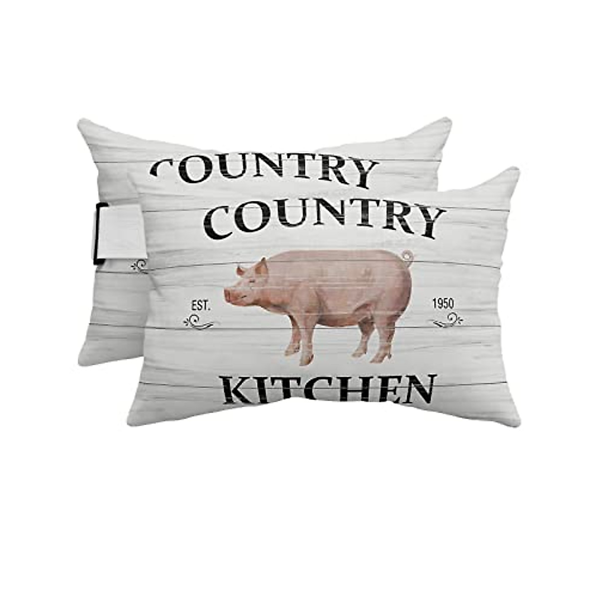 Recliner Head Pillow Ledge Loungers Chair Pillows with Insert Farm Animal Pig Rustic Wood Grain Lumbar Pillow with Adjustable Strap Outdoor Waterproof Patio Pillows for Beach Pool Chair, 2 PCS