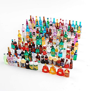 NWFashion 120PCS Miniature Decor Drink Bottle Dessert Pastry Food Cake Topper Dollhouse Decoration (Drink)