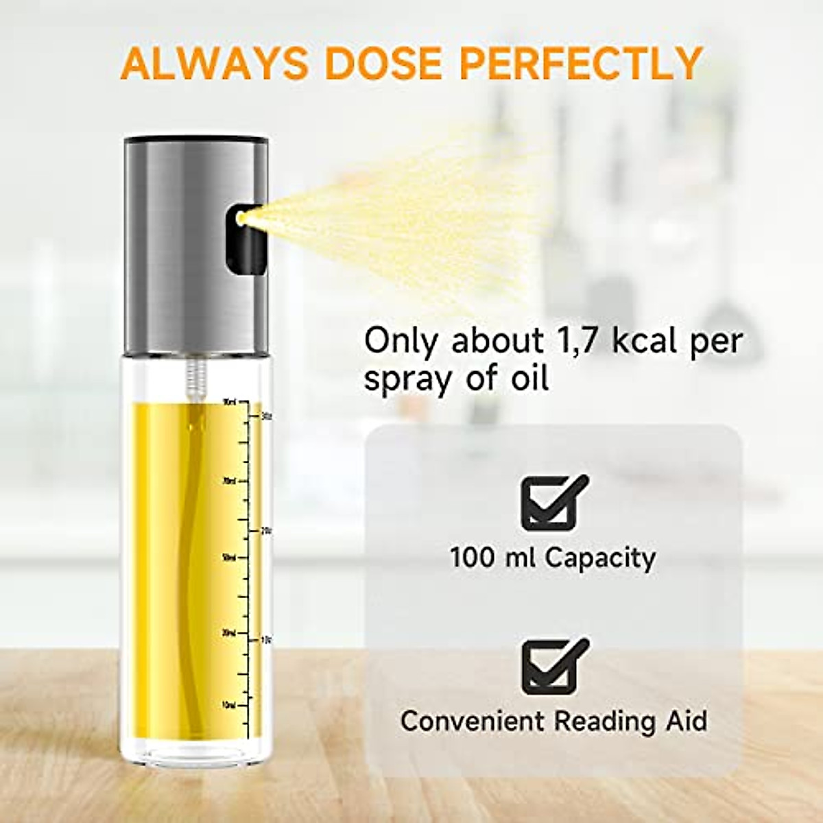 Uktunu Oil Sprayer for Cooking,2 Pack 100ml Glass Olive Oil Sprayer Mister, Olive Oil Spray Bottle, Kitchen Gadgets Accessories for Air Fryer, Canola, Widely Used for Salad Making, Frying, BBQ
