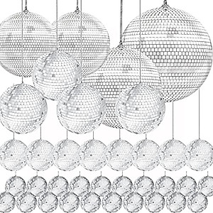 The Dreidel Company Mirror Disco Ball 36-Pack Variety, Silver Hanging Ball with Attached String for Ring, Reflects Light, Fun Party Home Bands Decorations, Party Favor (36-Pack Variety)