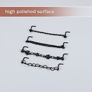 20G Nose Ring Nose Chain Piercing Across CZ L Shaped Nose Stud Small Nose Hoop African Cuff Ring Stainless Steel Double Heart Star Nose Ring Chain Piercing Jewelry Set for Women Men 32 Pcs(black)