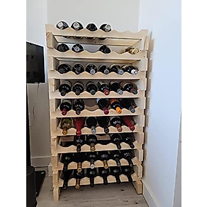 DisplayGifts Modular Stackable Wine Rack Freestanding Wooden Wine Stand Storage Holder, Thick Wood Wobble-Free Natural 36 Bottle Capacity 6 X 6 Rows (Natural - Unfinished)