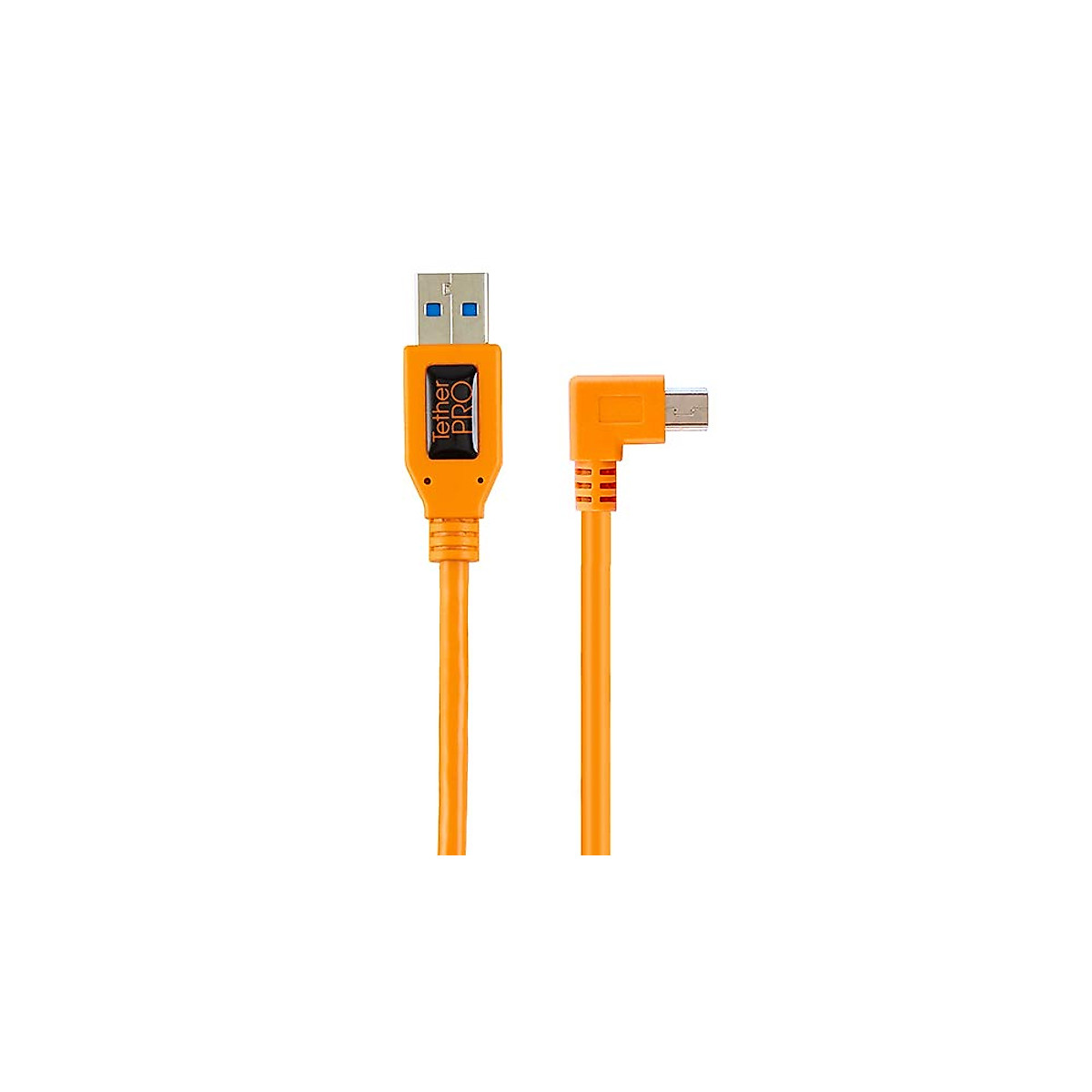 Tether Tools TetherPro Right Angle Adapter USB 2.0 to USB 2.0 Mini-B 5-Pin Pigtail Cable, 20", Orange