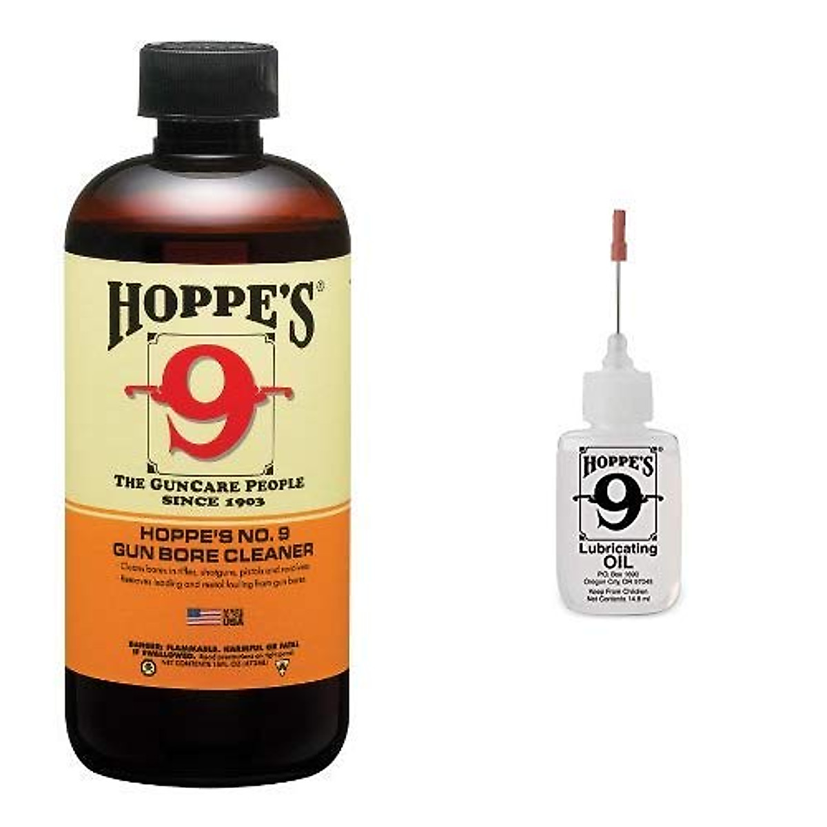 Hoppe's No. 9 Gun Bore Cleaner, 16 oz. Bottle AND Hoppe's No. 9 Lubricating Oil, 14.9 ml Precision Bottle