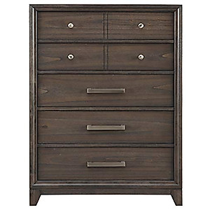 Signature Design by Ashley Brueban Transitional Contemporary 5 Drawer Chest with Dovetail Construction, Chestnut Brown
