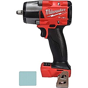 Milwaukee M18 18V Fuel 3/8'' Brushless Cordless Mid-Torque Compact Impact Wrench Bare Tool + Accessories, Black & Red