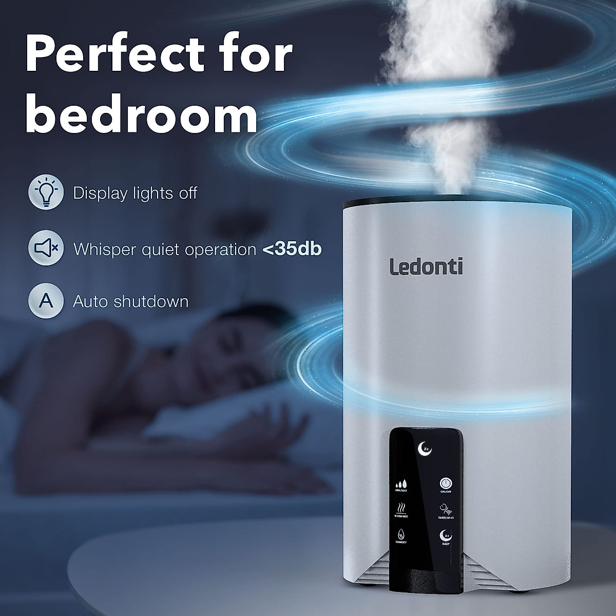WiFi Control Humidifiers for Bedroom - Dual Mist (Cool & Warm) ! Humidifier 4L Big Capacity Top Fill Water Tank, Quie Humidifier, for Large Rooms Home Living Office Baby - Ultrasonic Humidifier