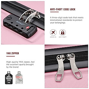 Kono 20'' Carry on Luggage Lightweight with Spinner Wheel TSA Lock Hardside Luggage Airline Approved Carry on Suitcase Pink