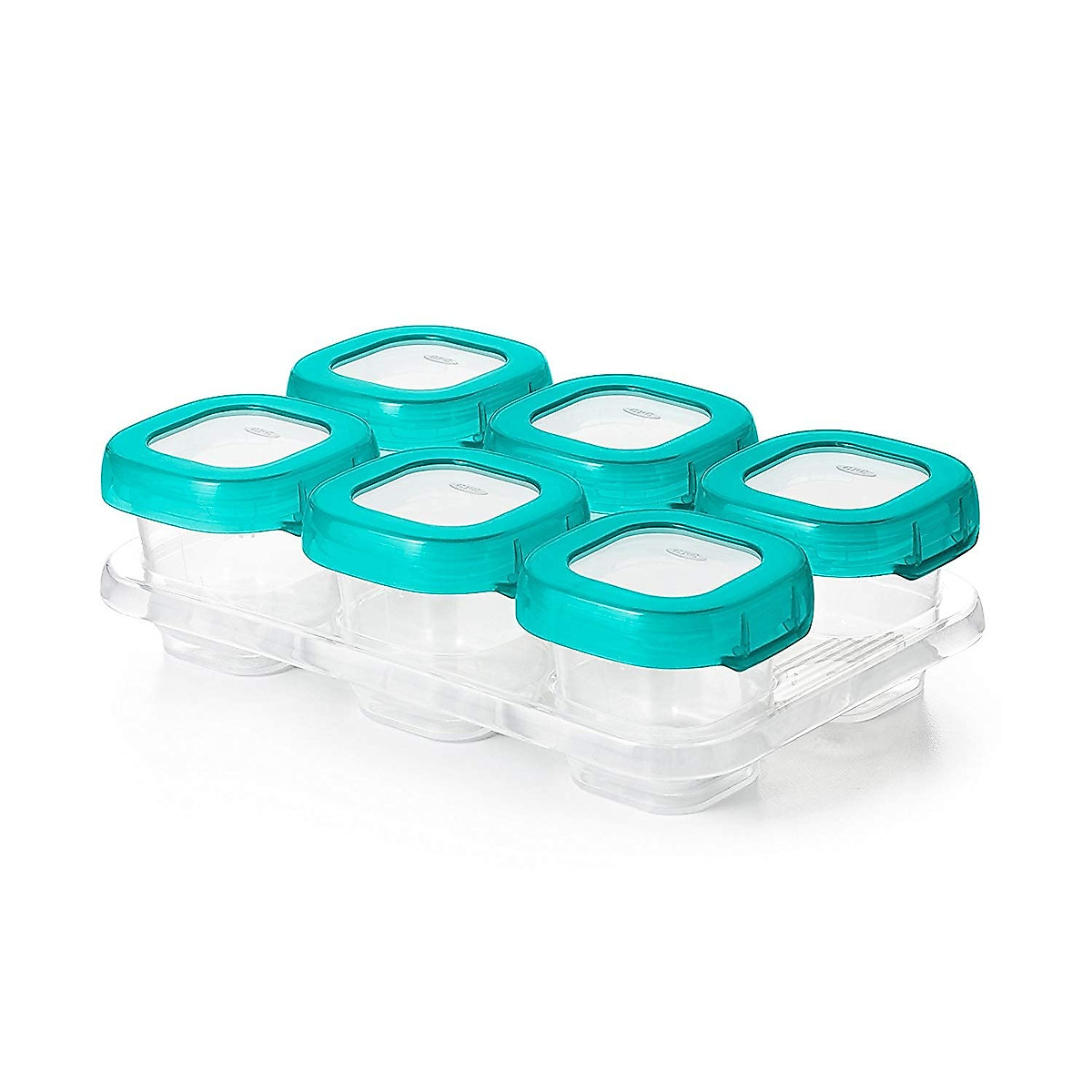 OXO Tot Baby Blocks Food Storage Containers, Teal, 2 Ounce - Set of 2