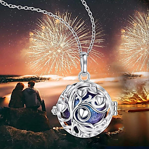 AEONSLOVE Harmony Ball Pregnancy Bola Necklace, Tree of Life Harmony Ball Locket Angel Chime Caller Bell 20mm Mexican Bola Balls Pendant Necklaces for Pregnant Women Baby Mom Gifts