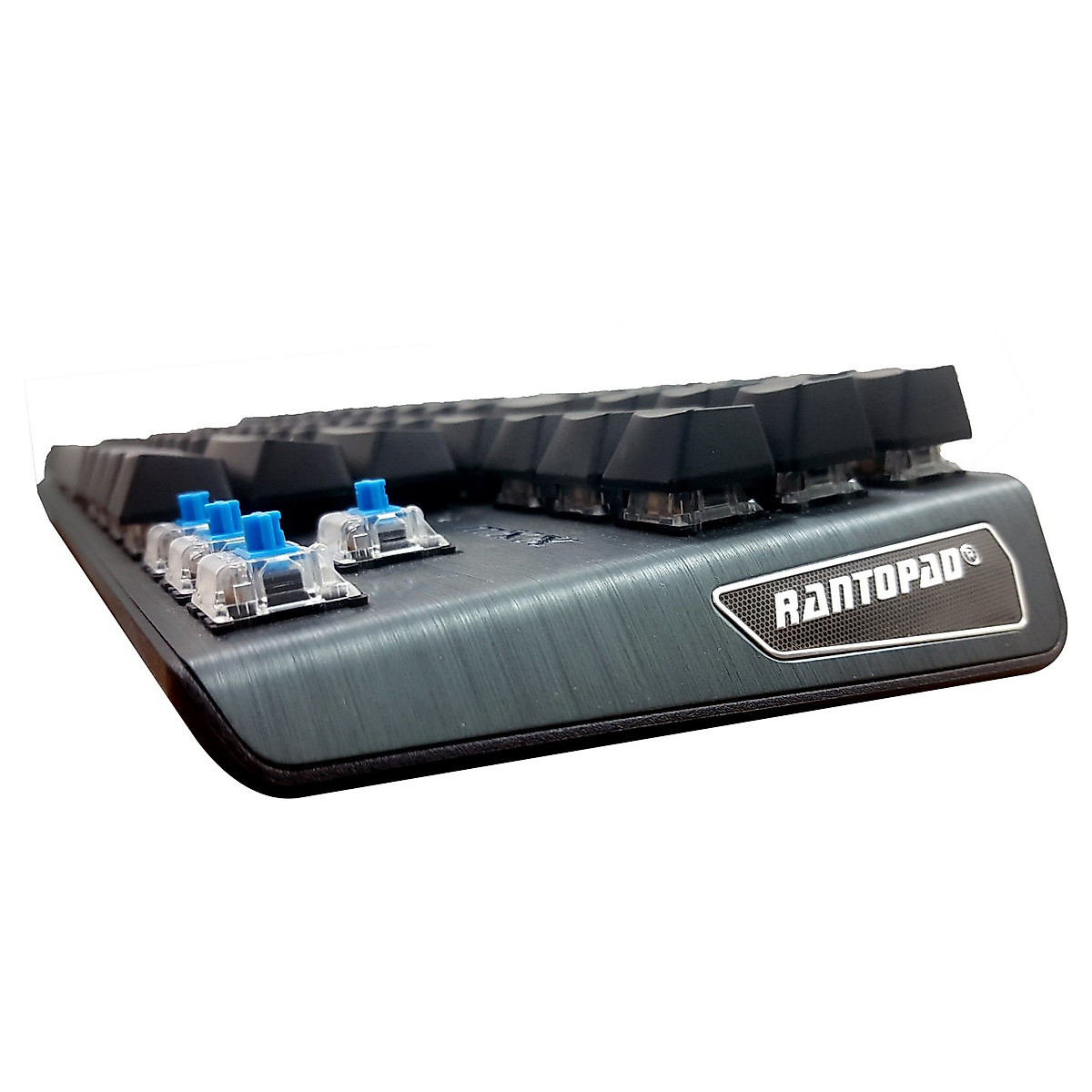 Rantopad MXX Mechanical Gaming Keyboard - 87 Keys,White Backlit, Blue Switches, Grey Aluminum Cover, N-Key Rollover