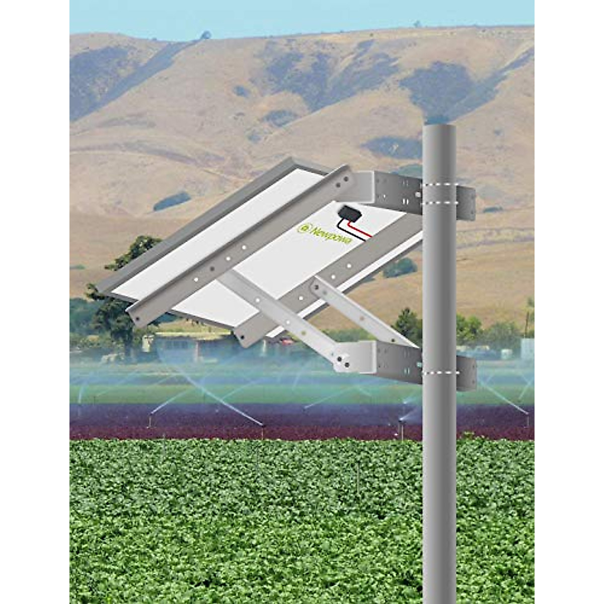 Newpowa Universal Solar Panel Double Arm with Support Pole and Wall Mount Bracket, 0-90° Tilt Angle, up to 220W/30.31" Width