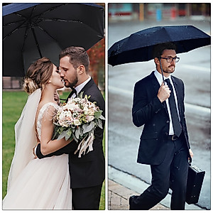 Jexine 6 Pcs Travel Compact Umbrella Automatic Open Close Windproof Small Light Backpack Purse Car Portable Collapsible Umbrella for Rain, Men Women(Navy Blue)