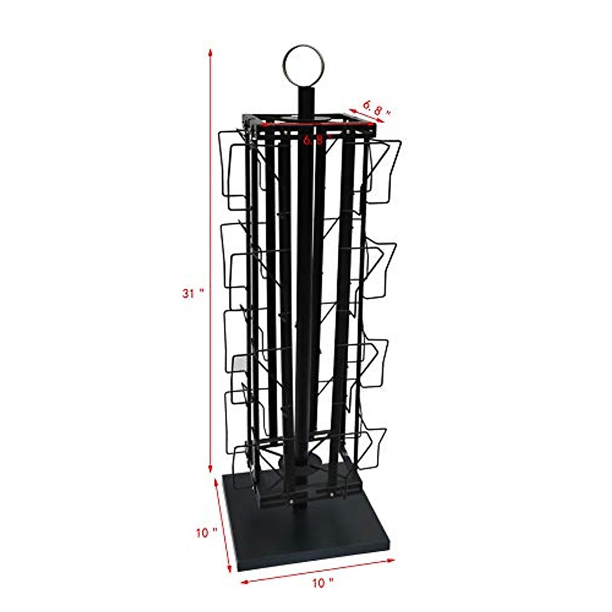 FixtureDisplays® Adjustable Greeting Card Rack 4x6"-7x5" Horizontal Vertical Post Card Display .Pocket Size: 4.5-9.9" Wide X 5.8" Tall, 16 Pockets 11602-BLK-NEW-NPF