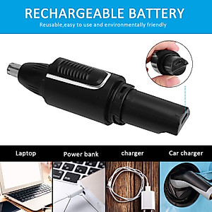 Aotesbu Ear and Nose Hair Trimmer Clipper, Professional USB Rechargeable Painless Facial Hair Trimmer for Men and Women, 3 in 1 Lightweight IPX7 Waterproof Nostril Nasal Hair Vacuum Cleaning System