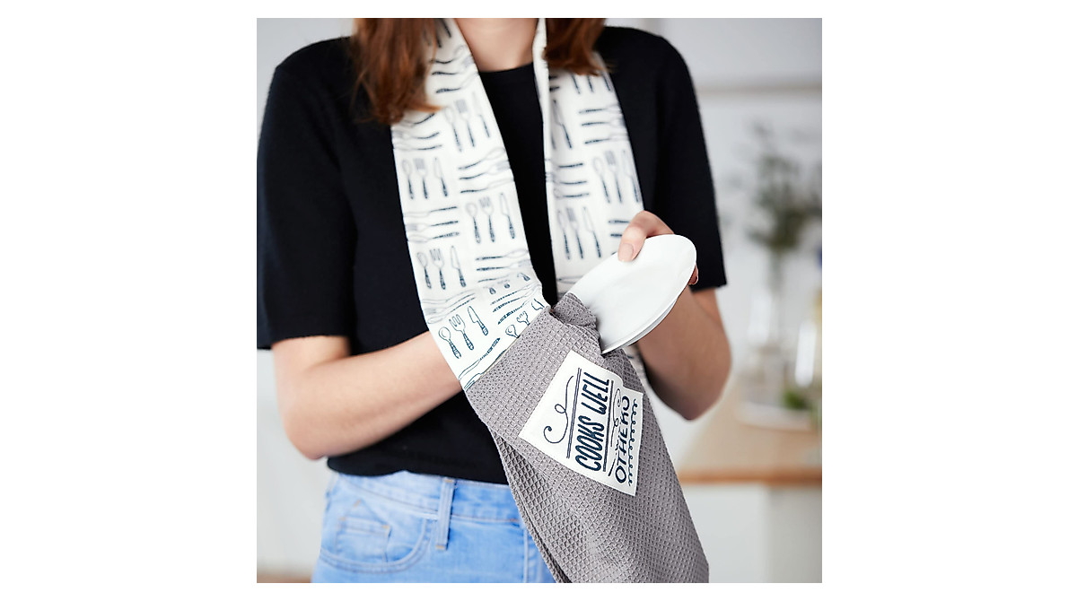 DEMDACO Cooks Well With Others Grey and White 69 inch Cotton Fabric Boa ...