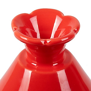 Tagine Moroccan Cast Iron 4 qt Cooker Pot with Recipe Book, Caribbean One-Pot Tajine Cooking, Enameled Ceramic Lid- 500 F Oven Safe Dish w Large Capacity, Cone Shaped Lid, Cookware Gift