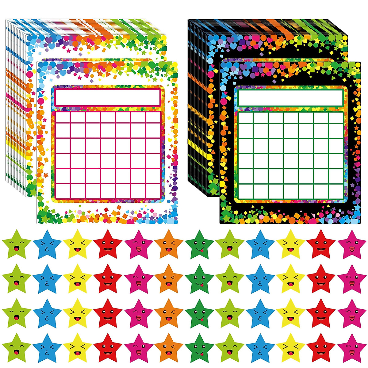 66 Pack Classroom Incentive Chart in 2 Designs with 2024 Star Stickers for Classroom Teaching or Family Using