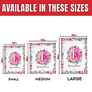 Toyshea Personalized Blankets for Kids Monogram Blanket Customized Cozy Fleece Or Sherpa Initial Blanket with Name On It Custom Birthday Christmas Mothers Day Throws for Baby Girls Girl Toddler Adult