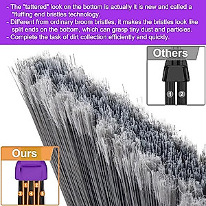 COUPLEP Broom and Dustpan Combo Set for Home Super Long Handle, Upright Standing Dustpan for Home Room Kitchen Office Lobby Outdoor Floor Use (Purple & Black)