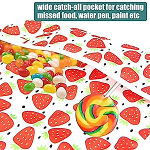 wegreeco Baby Long Sleeve Bib with Pocket, Toddler Leak-Free Bibs with Sleeves (6-24 Months), Washable Baby Shirt Bibs (Strawberry)