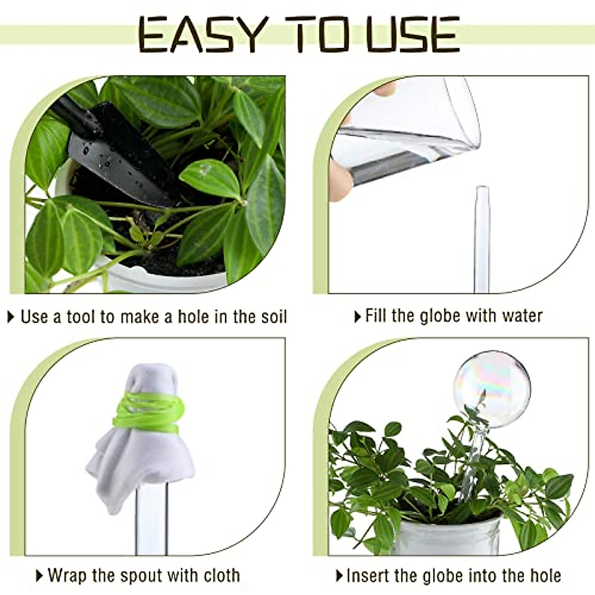 Eaasty 6 Pieces Iridescent Plant Watering Globes Colorful Glass Self Watering Globes Iridescent Pearl Plant Watering Bulbs Spike Automatic Plant Waterer for Indoor Outdoor Home Garden (Round)