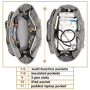 Rabjen Nurse Tote Bag for Work with Padded 15.6” Laptop Sleeve, Medical Supplies Shoulder Bag for Home Health Care