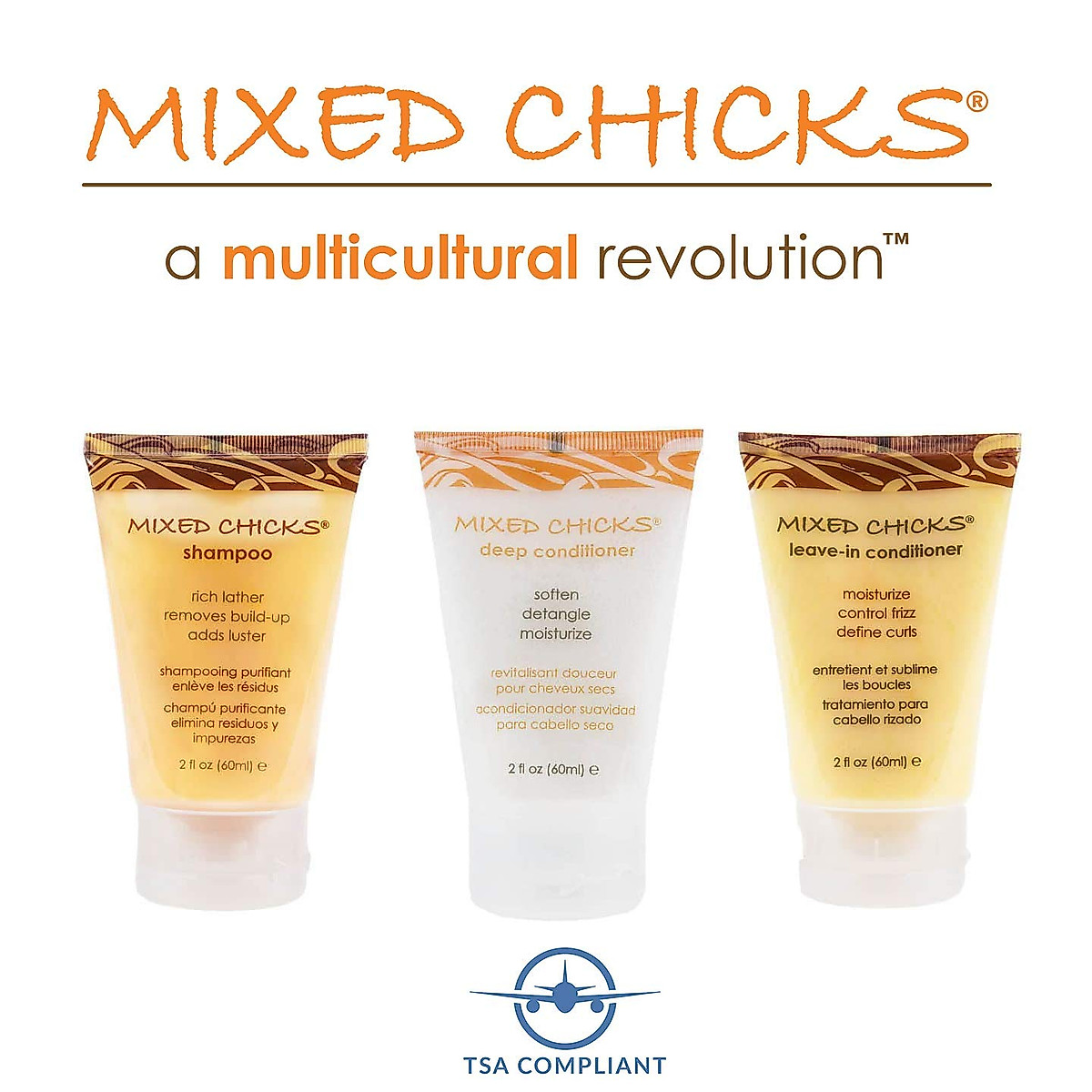Mixed Chicks Travel & Trial Pack - Shampoo, Deep Conditioner, Leave-in Conditioner, 2 fl. oz. each