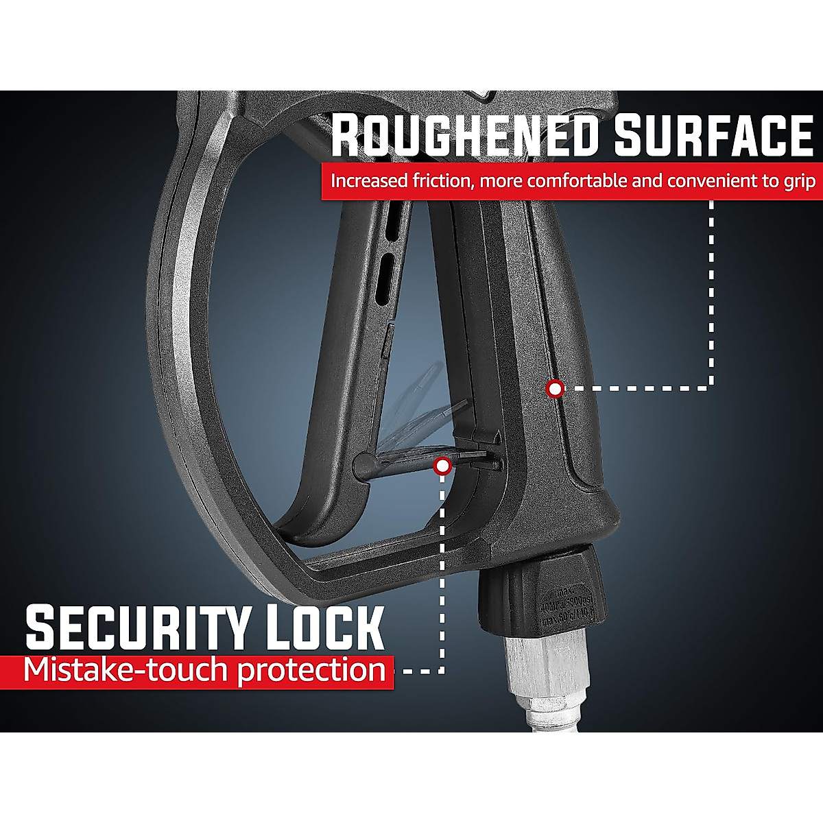 YAMATIC Short Pressure Washer Gun Stainless Steel with Swivel 3/8" Plug, 5000 PSI Power Washer Trigger Handle Replacement for MTM SGS35, SGS28, SG35, SG28 and More Stubby Foam Cannon Gun Car Wash