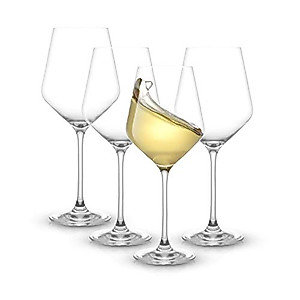 JoyJolt Layla White Wine Glasses, Set of 4 Italian Wine Glasses, 13.5 oz Clear Wine Glasses – Made in Europe