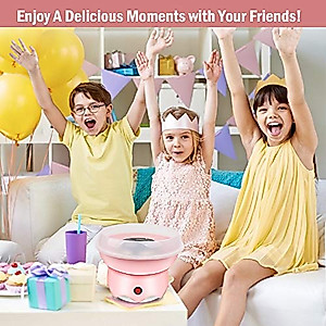 Outamateur Cotton Candy Machine,Homemade Cotton Candy Maker with Large Splash-Proof Plate,10 Bamboo Sticks and Sugar Scoop for Home Birthdays,Family Parties,Festivals,Weddings (Pink)