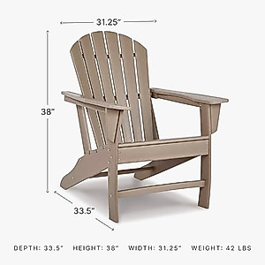 Signature Design by Ashley Sundown Treasure Outdoor Patio HDPE Adirondack Chair, Light Brown