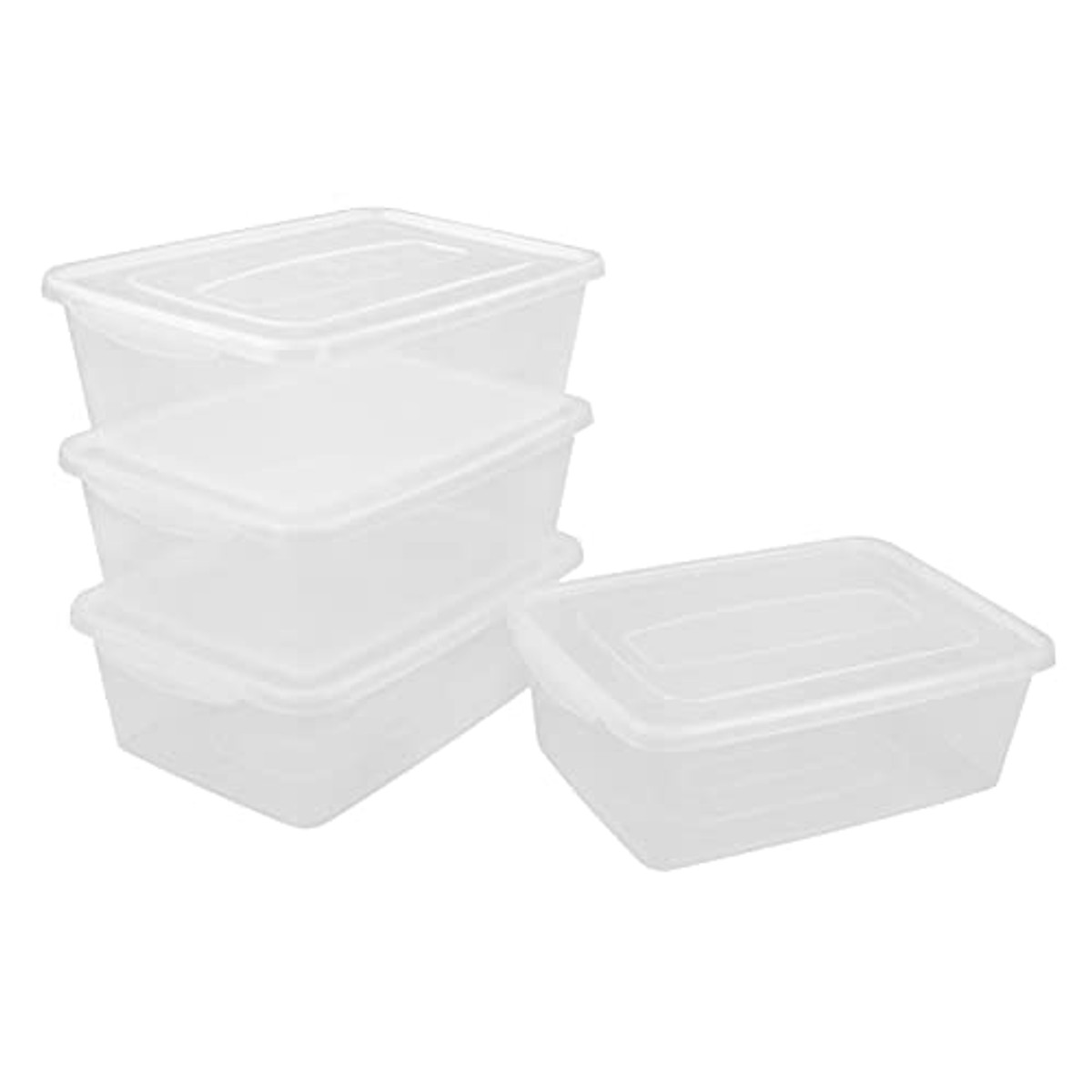 Kekow 4-Pack Plastic Clear Storage Bins with Lids, Plastic Latch Storage Box, 14 L