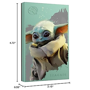 Seagate Grogu Drive Special Edition FireCuda External Hard Drive 2TB Officially-Licensed - 2.5 Inch USB 3.2 Gen 1 forced inspired Blue LED lighting with Rescue Services (STKL2000404)