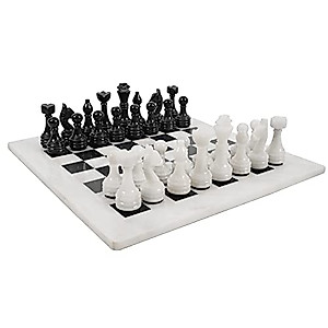 RADICALn 15 Inches Handmade White and Black Weighted Full Chess Game Set - Staunton and Ambassador Style Marble Tournament Chess Sets for Adults