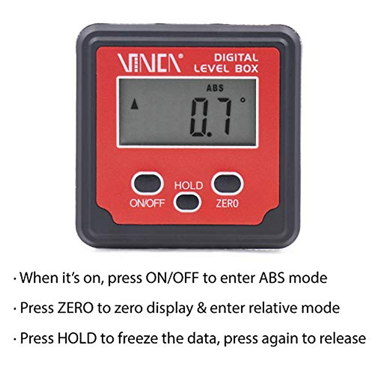 VINCA DLBA-01 Digital Level Box Protractor Angle Finder Gauge Inclinometer with ABS Hold Function Backlight and Magnetic Base