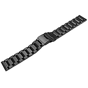 SINAIKE 22mm Black Matte Wrist Band Stainless Steel Replacement Watch Band with Push Button Safety Buckle