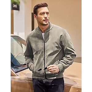 COOFANDY Mens Varsity Bomber Jacket Casual Lightweight Jackets Vintage Suede Coat