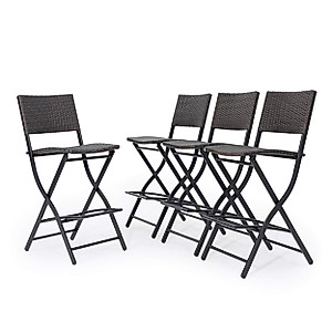 Christopher Knight Home Margarita Outdoor Wicker Barstools, 4-Pcs Set, Multibrown