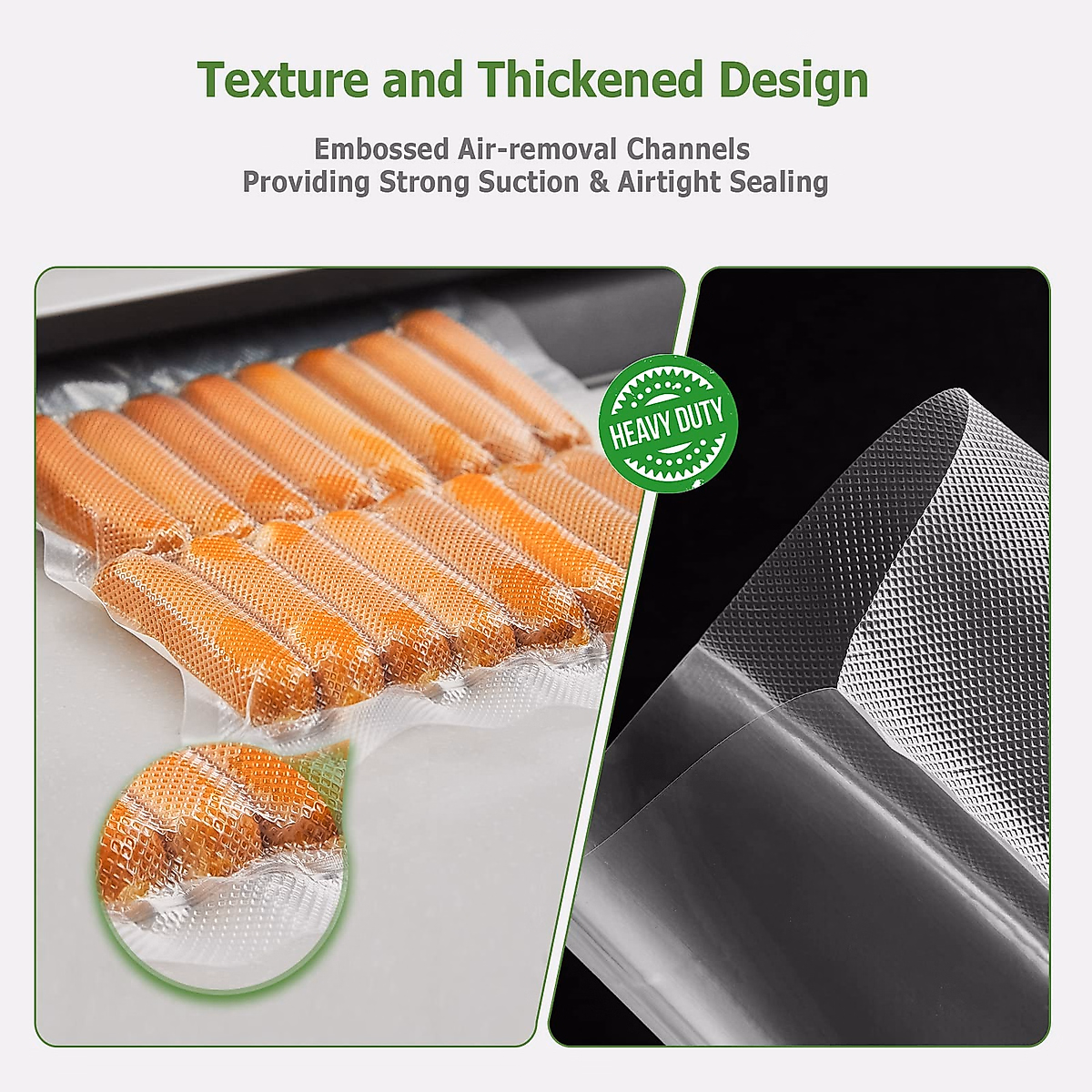 Gasbye Vacuum Sealer Bags, [ 200ft Mega-Pack ] with 8"x50' (2 Rolls) & 11"x50' (2 Rolls) for Custom Fit Airtight Food Sealer & Sous Vide, BPA Free, 7-Layer Ultra-Thick Anti-Puncture Design, 4 Pack