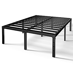 QEROMY 18-Inch Queen-Bed-Frame, Metal Platform Bed Frame Queen Size, Quick & Easy Assembly, Heavy Duty Bed Frame No Box Spring Needed, Noise-Free, Black