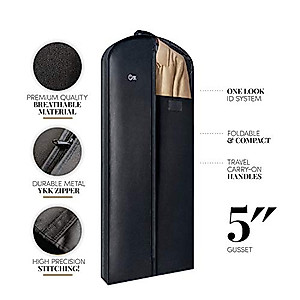 Luxury Storage Garment Bag for Long Coat, Fur, Mink, Gown, Vestment and Choir Robe | 60 Inch + 5 Inch Gusset Cover | Heavy Duty, Hanging, Breathable, Foldable Travel and Wardrobe Clothes Protector