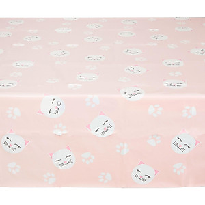 Sparkle and Bash 3 Pack Cat Themed Party Tablecloth, Plastic Kitty Birthday Table Cover Decorations (Pink, 54 x 108)