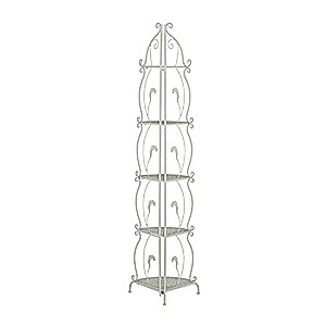 Deco 79 Metal Scroll Indoor Outdoor Tall Folding 5 Shelf Bakers Rack, 16" x 12" x 71", White