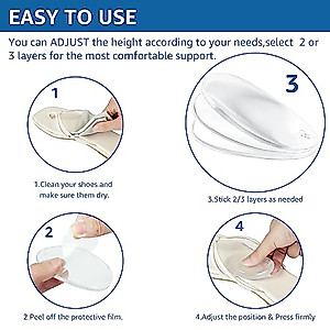 SQHT Adjustable Arch Support Inserts, Gel Arch Support Shoe Insoles for Flat Feet, Arch Pads for High Arch Foot Pain Relief- 2 Pairs