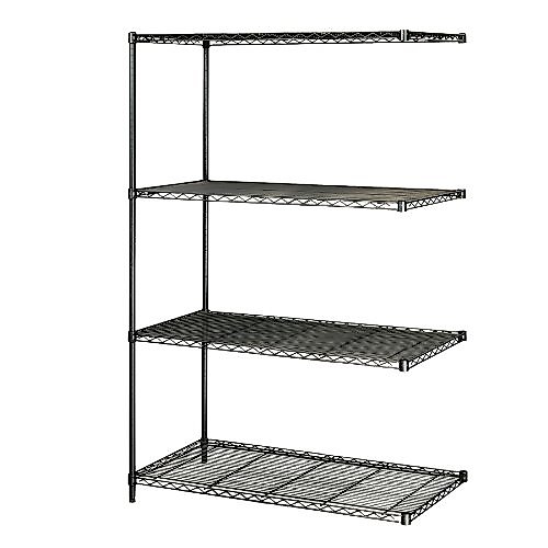 Safco Products 5295BL Industrial Wire Shelving Add-On Unit 48" W x 24" D x 72" H (Starter Unit and Extra Shelf Pack Sold Separately), Black