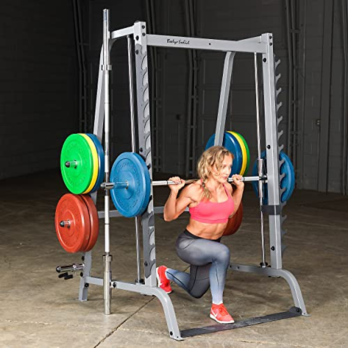Body-Solid (GS348B) Precise 7° Angle Smith Machine Home Gym - Strength Training Equipment with Adjustable Safeties, Squat Rack Cage, Half Rack & Weight Cage Power Rack - for Amateurs & Professionals