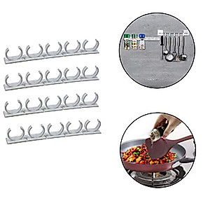 CaoXiong 4 Pack 20-Clips Wall Mounted Kitchen Spice Jar Rack,Organizer Rack,Seasoning Jar Storage Holder,Bottles Clip,Cupboard Spice Rack Shelf Cabinet Organizer Door with Adhesive Tape